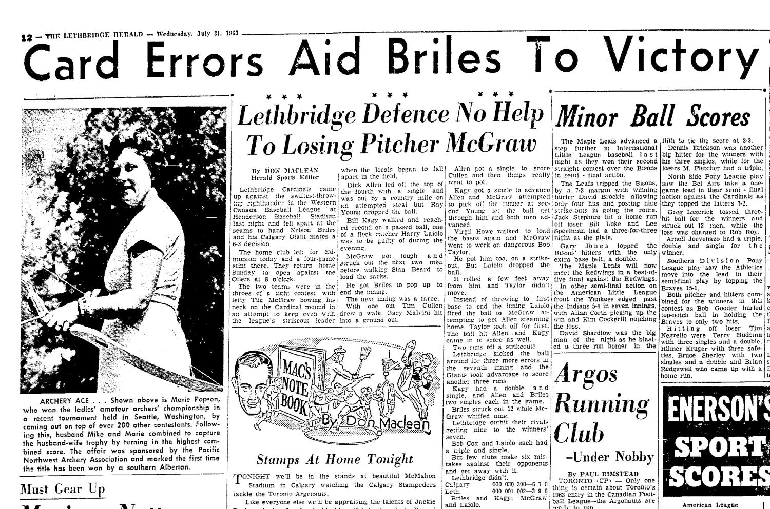 Lethbridge-Herald-July,31-1963-p-11 – TALES OF BASEBALL